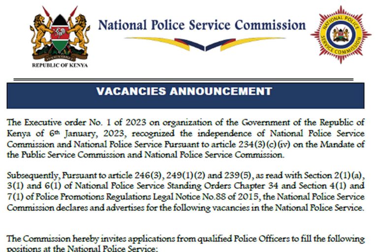 NPS Police Jobs Advertisement 2023 - National Police Service Commission