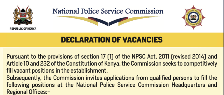 NPSC Vacancy Advertisment, 2025 - National Police Service Commission
